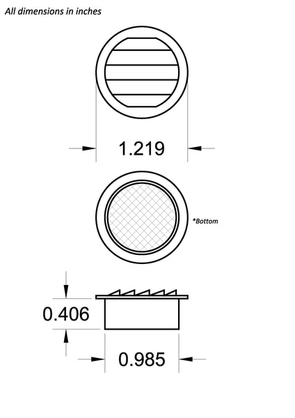 Vent Masters Store 1" Round Copper screened vent