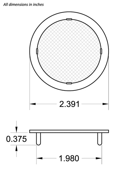 Vent Masters Store 2" round open screen vent - tab style, black - bag of 6