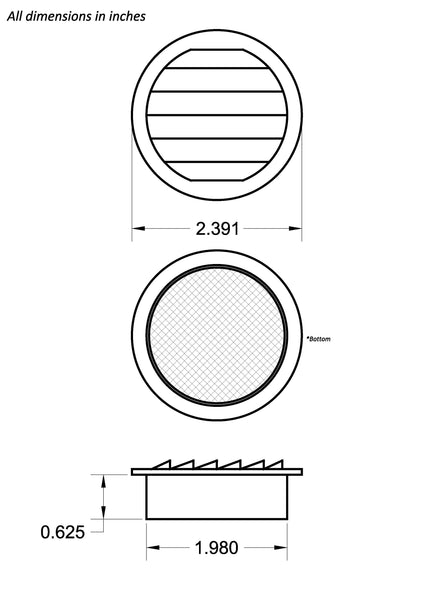 Vent Masters Store 2" Round Copper screened vent